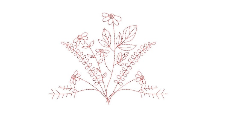Flower Embroidery Design Flower Line Art Embroidery Design - Etsy