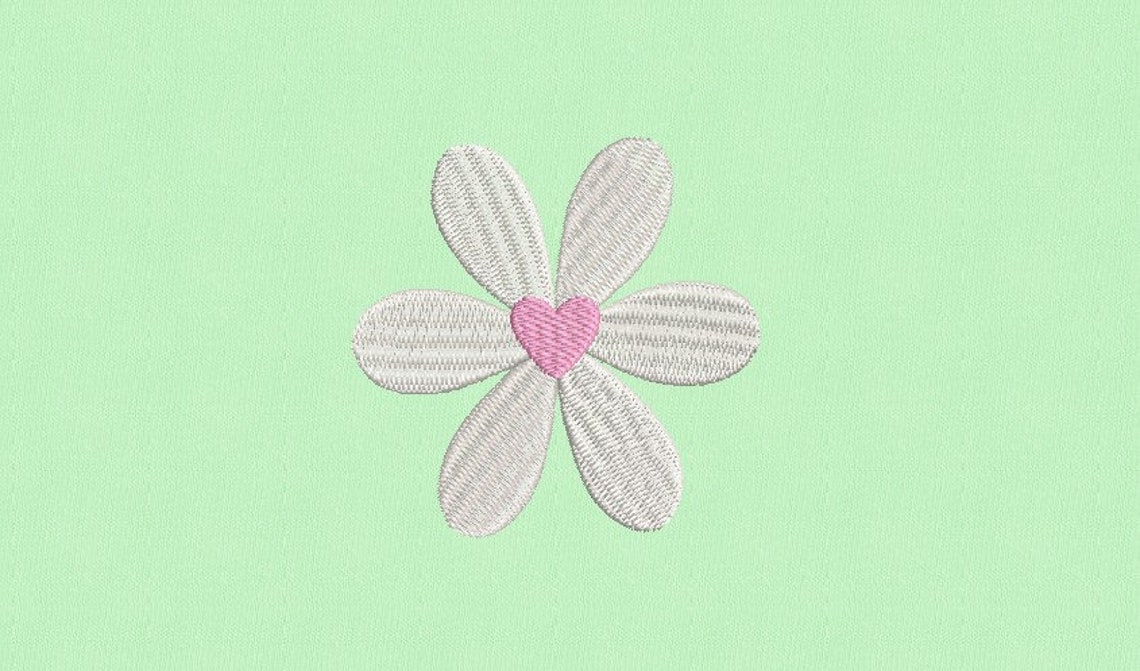 MINI Heart Daisy Embroidery Design, Flower Embroidery Design, Machine ...