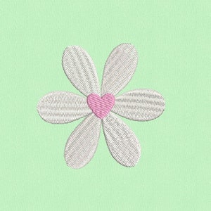 MINI Heart Daisy Embroidery Design, Flower Embroidery Design, Machine ...