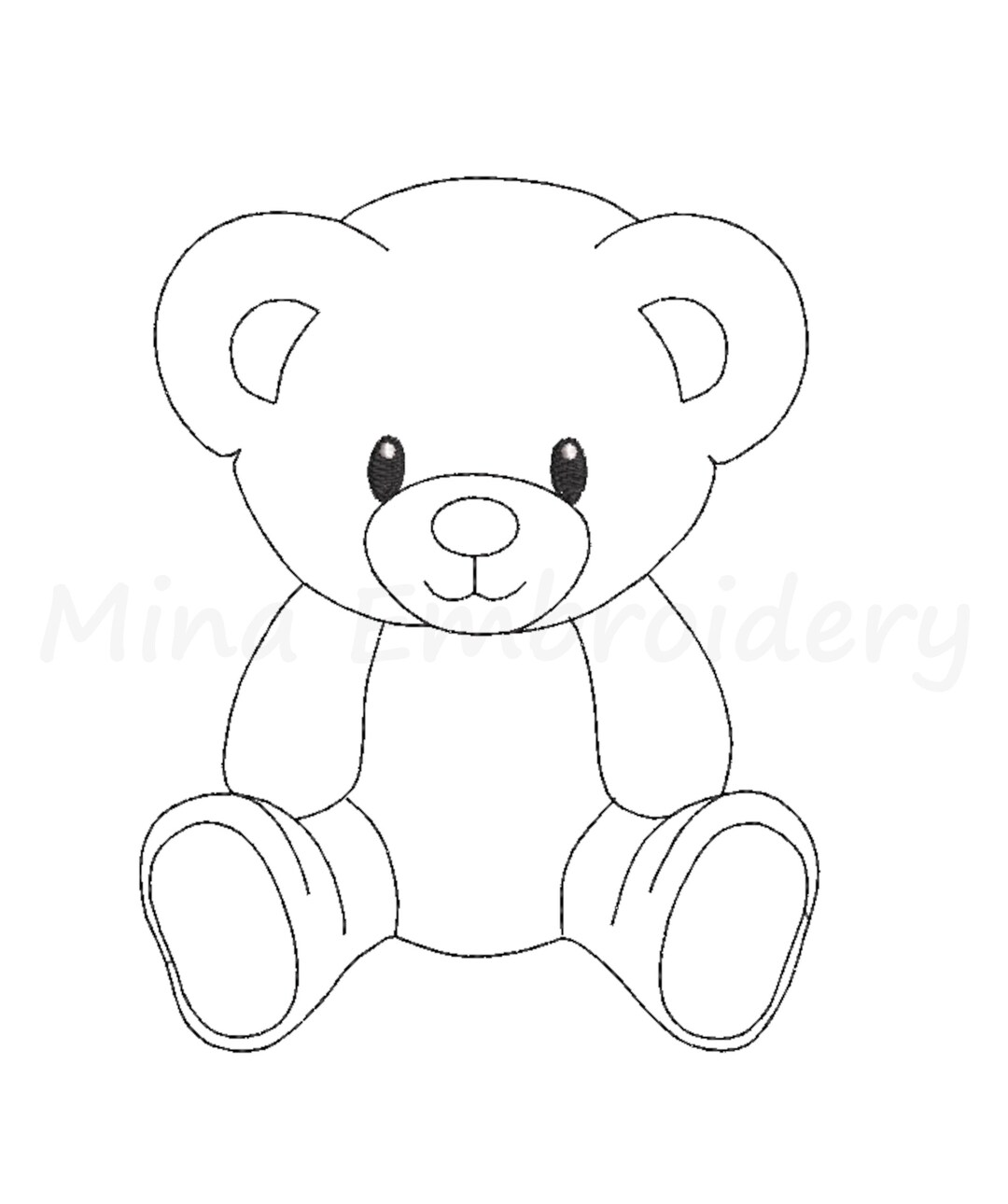 Bear Line Art Embroidery Design, Animal Embroidery Design, Machine ...