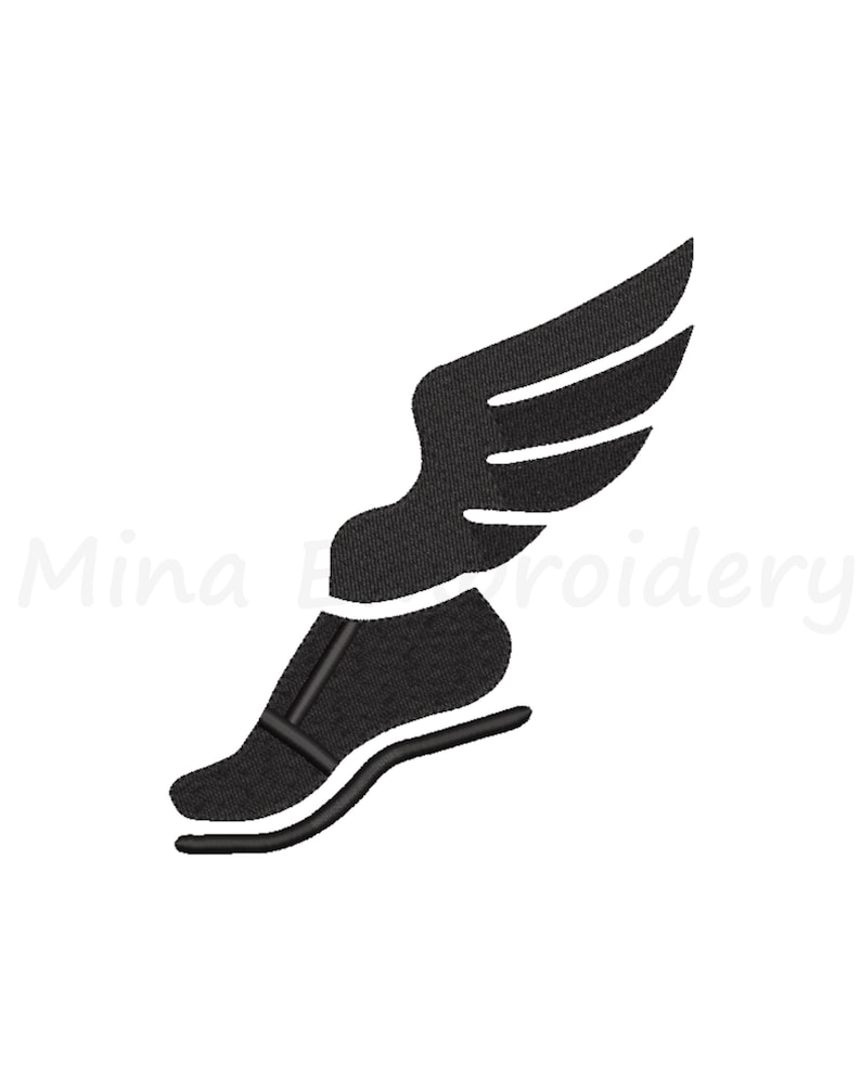Track and Field Embroidery Design, Outline of Winged Running Shoe ...