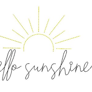 Hello Sunshine Embroidery Design, Summer Line Art Embroidery Design ...