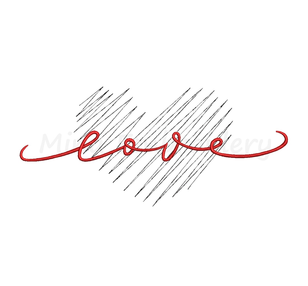 Love Heart Embroidery Design, Heart Line Art Embroidery Design, Machine ...