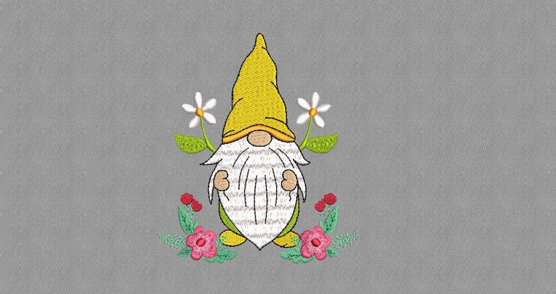 Spring Gnome Embroidery Design Machine Embroidery Design 4 | Etsy