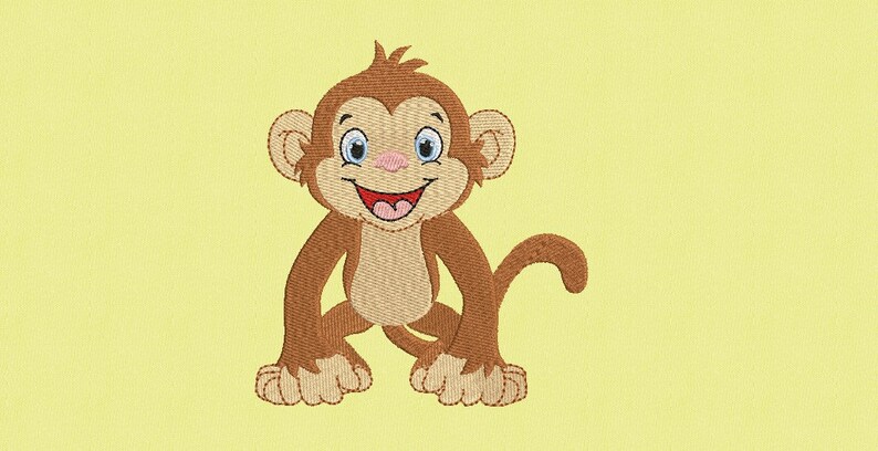 Baby Monkey Embroidery Design, Animal Embroidery Design, Machine ...