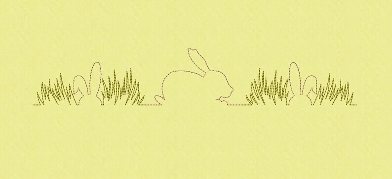 Easter Bunnies Line Art Embroidery Design: 6 Sizes (instant Download ...