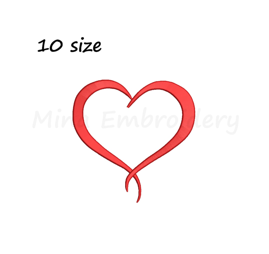 MINI Open Heart Embroidery Design, Machine Embroidery Design, 10 Sizes ...