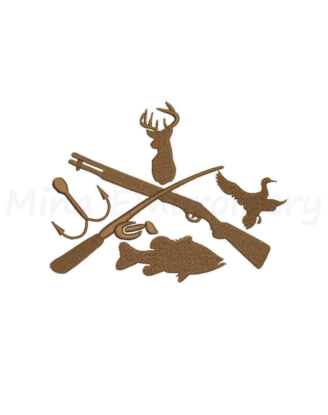 Hunting Embroidery Design: Deer, Fish, Duck (5 Sizes) (instant Download ...