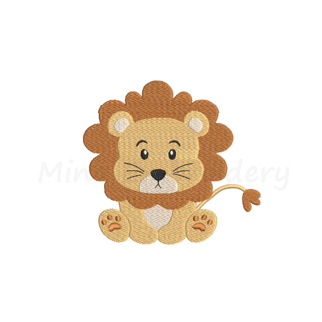 Baby Lion Embroidery Design, Animal Embroidery Design, Machine ...