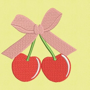 Ribbon Bow Cherries Embroidery Design, Machine Embroidery Design, 5 ...