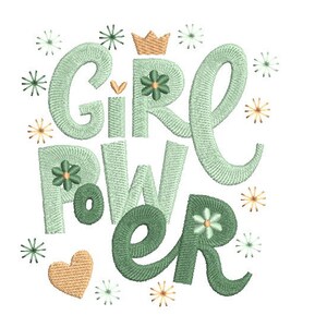 Girl Power Flower Embroidery Design, Machine Embroidery Design, 4 Sizes ...