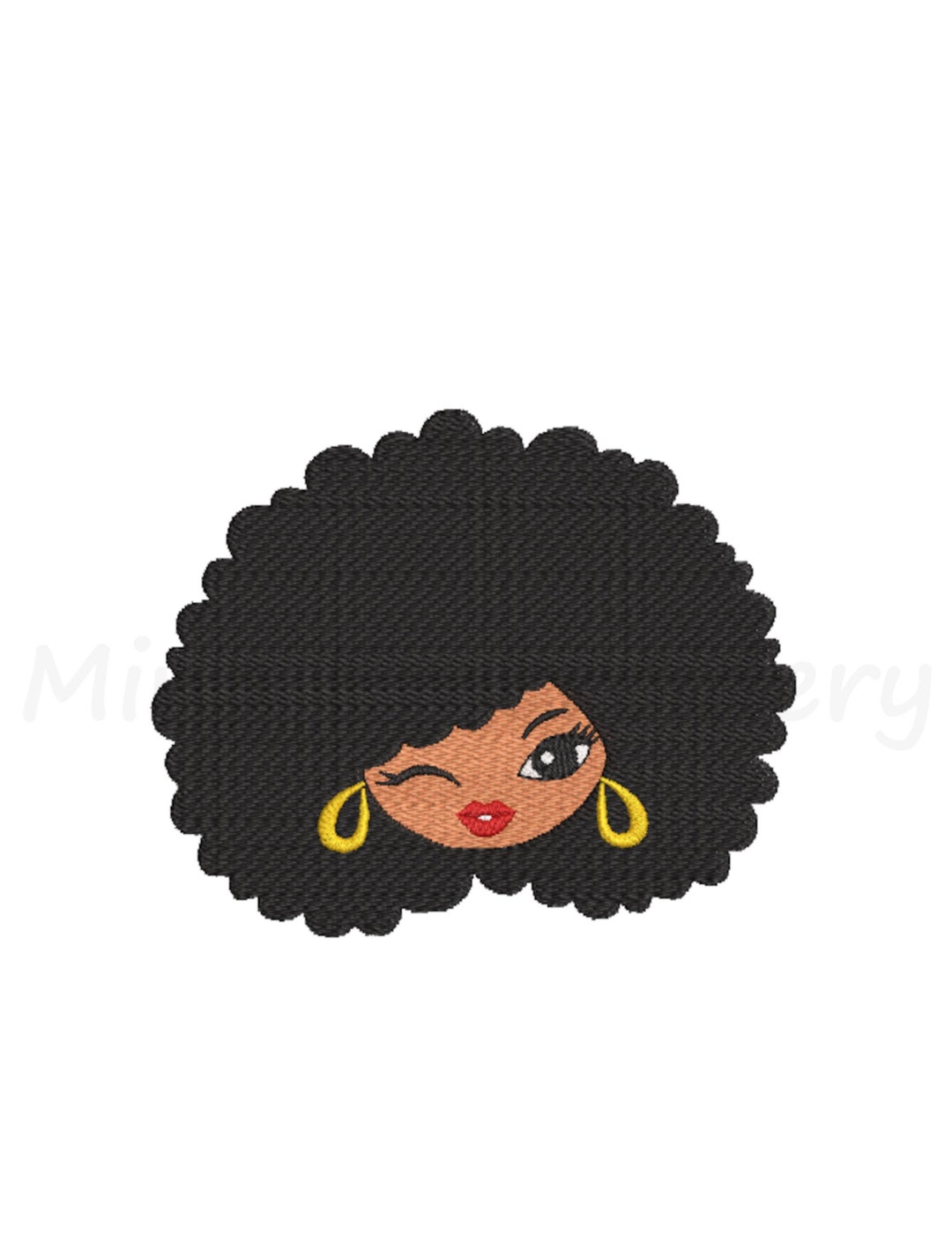 Afro Girl Face Embroidery Design: African Woman Portrait (instant ...