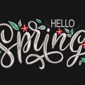 Hello Spring Embroidery Design, Spring Flower Embroidery Design ...