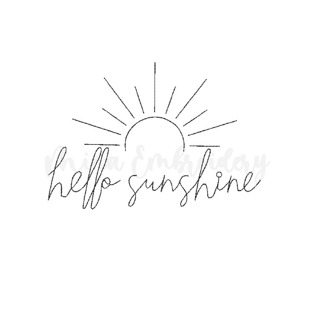 Hello Sunshine Embroidery Design, Summer Line Art Embroidery Design ...