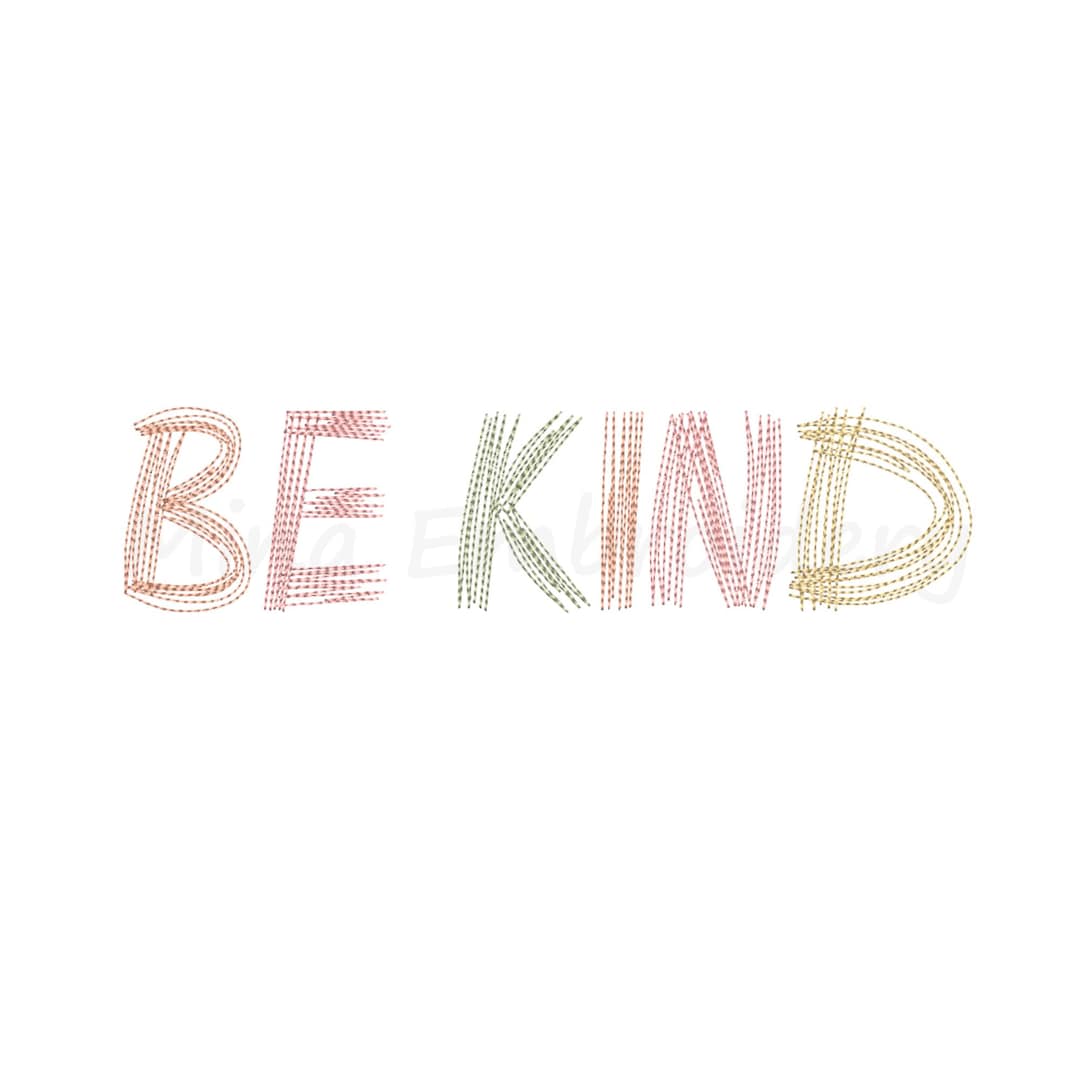 Be Kind Line Art Embroidery Design, Machine Embroidery Design, 6 Sizes ...