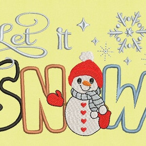 Let It Snow Applique Embroidery Design: Christmas Machine Embroidery ...