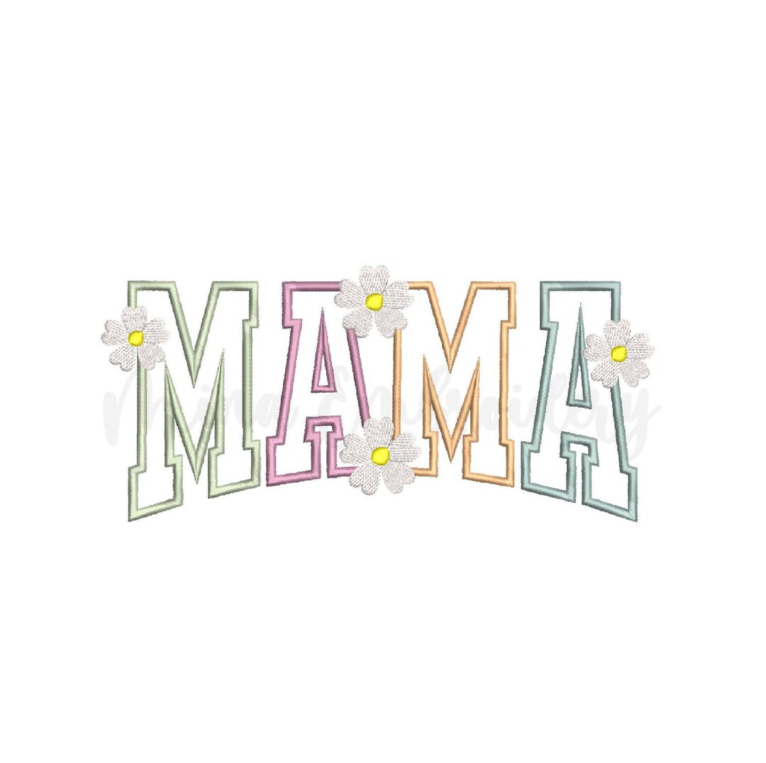 Mama Flower Applique Embroidery Design, Mother's Day Embroidery Design ...
