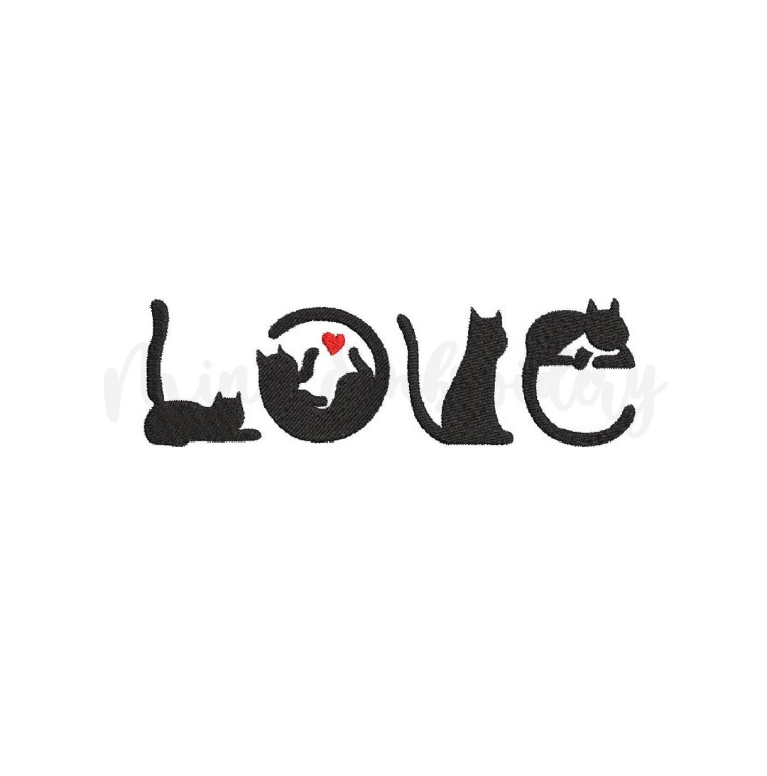 Love Cat's Embroidery Design, Machine Embroidery Design, 6 Sizes, Instant Download - Etsy