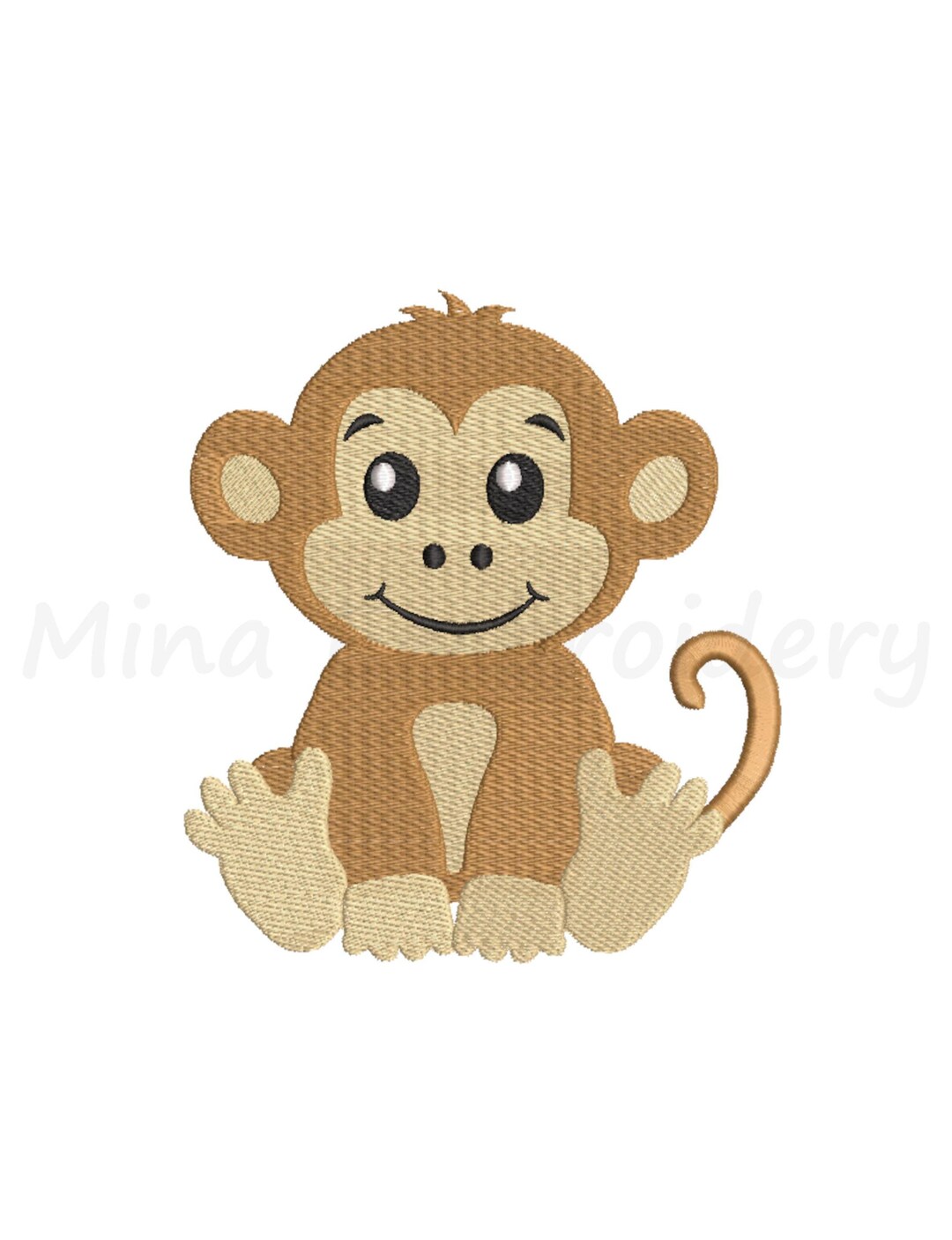 Baby Monkey Embroidery Design: Animal Machine Embroidery (instant ...