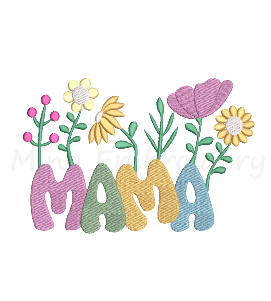 Mama Flower Embroidery Design, Machine Embroidery Design, 5 Sizes ...