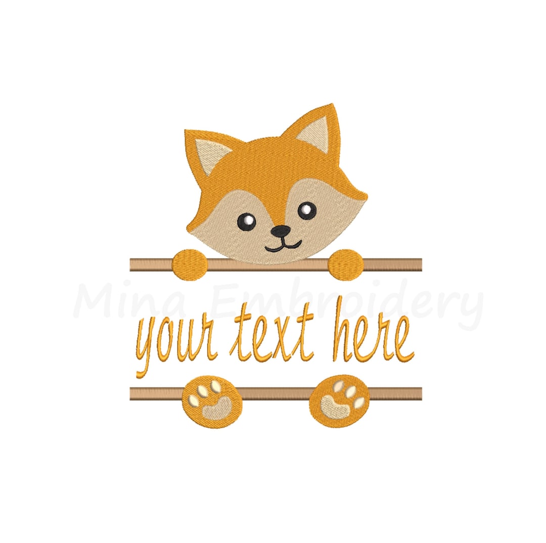 Baby Fox Embroidery Design: Split Frame, 4 Sizes (instant Download) - Etsy