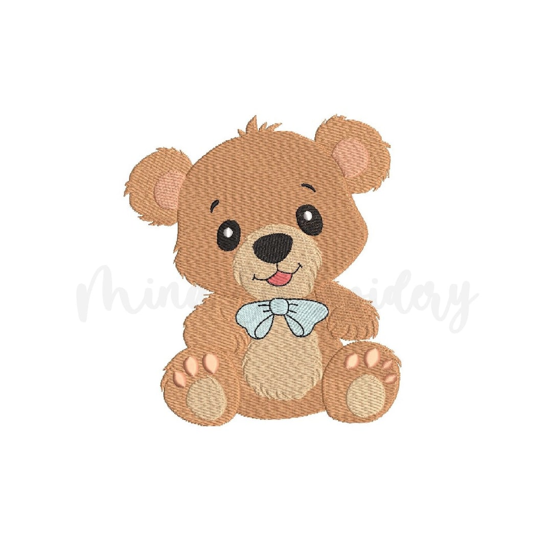 Cute Baby Boy Bear Embroidery Design, Sitting Baby Teddy Bear ...