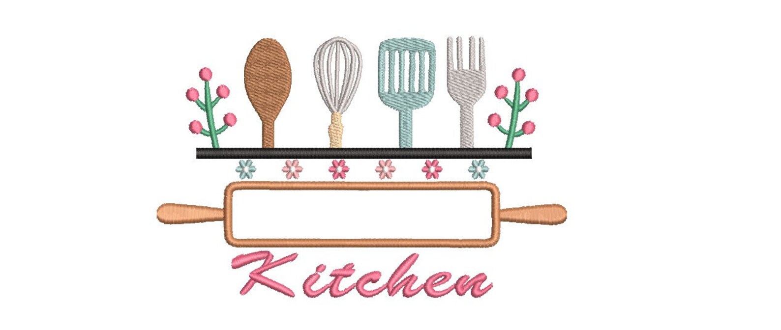 Kitchen Utensils Embroidery Design: Baking Tools Split Design (instant ...