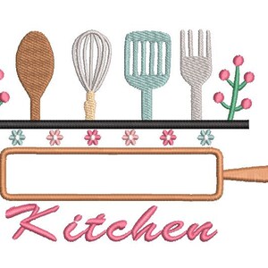 Kitchen Utensils Embroidery Design: Baking Tools Split Design (instant ...