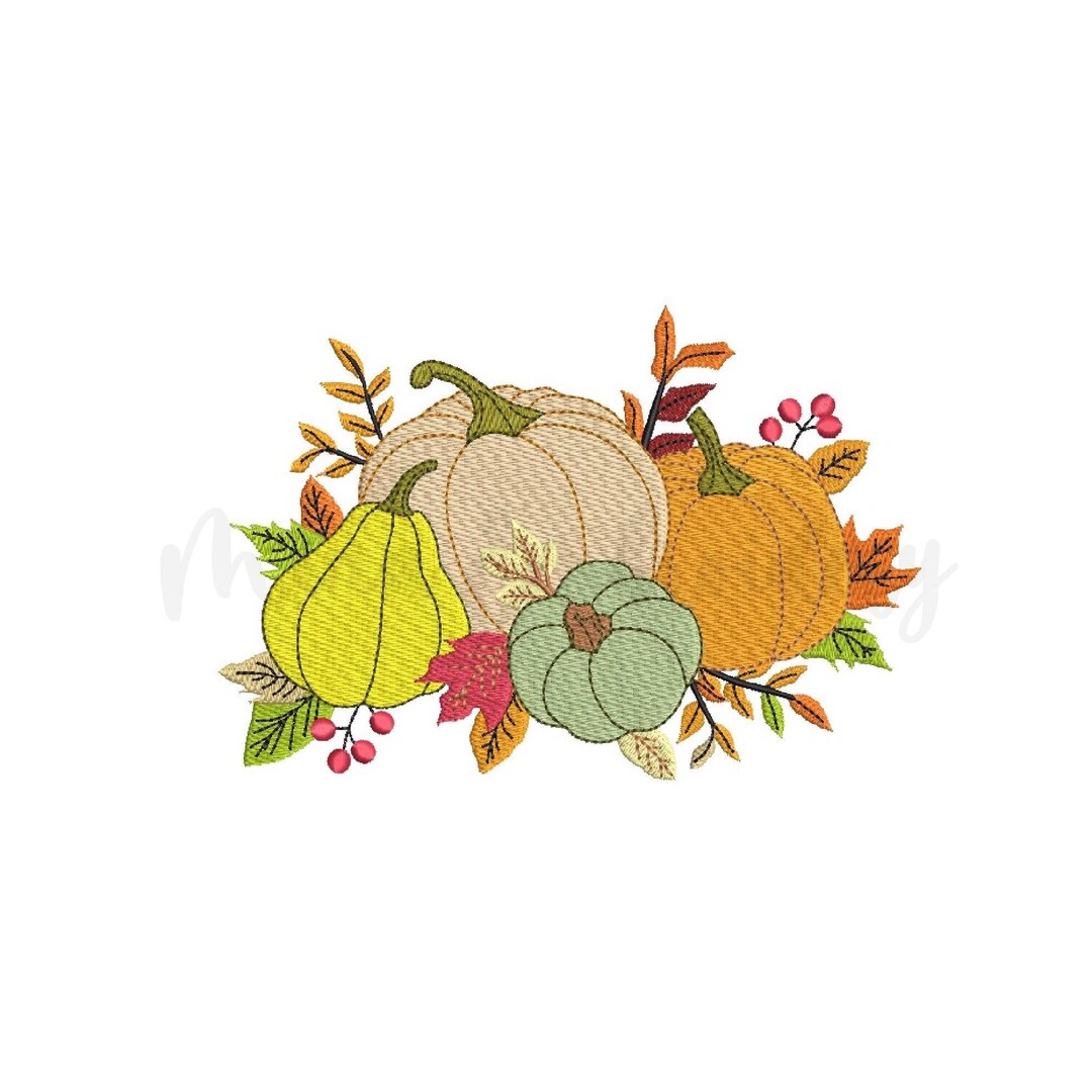 Floral Pumpkin Embroidery Design, Fall Embroidery Design, Machine ...