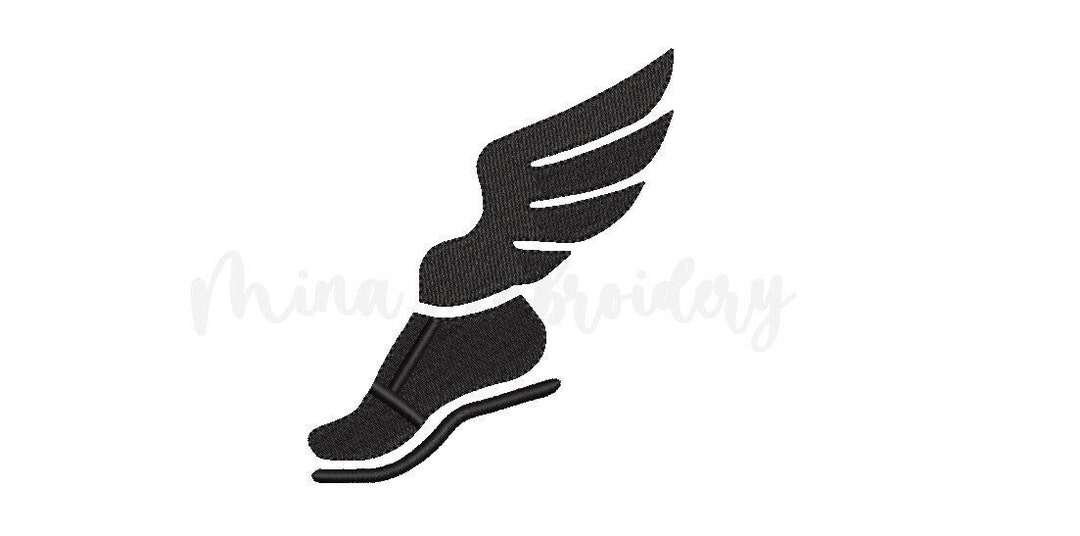 Track and Field Embroidery Design, Outline of Winged Running Shoe ...