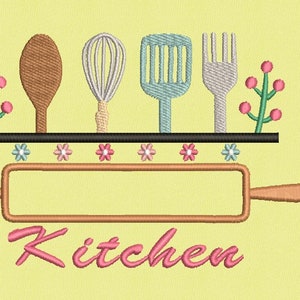 Kitchen Utensils Embroidery Design: Baking Tools Split Design (instant ...