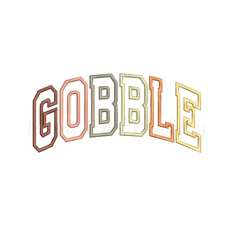 Gobble Embroidery Design, Thanksgiving Applique Embroidery, Machine ...