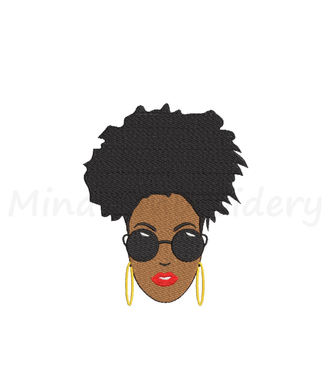 Afro Woman Face Embroidery Design: Black Girl Art (instant Download) - Etsy