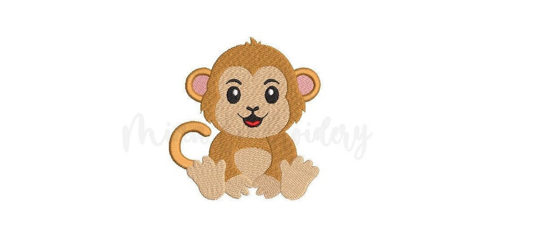 Baby Boy Monkey Embroidery Design, Animal Embroidery Design, Machine ...