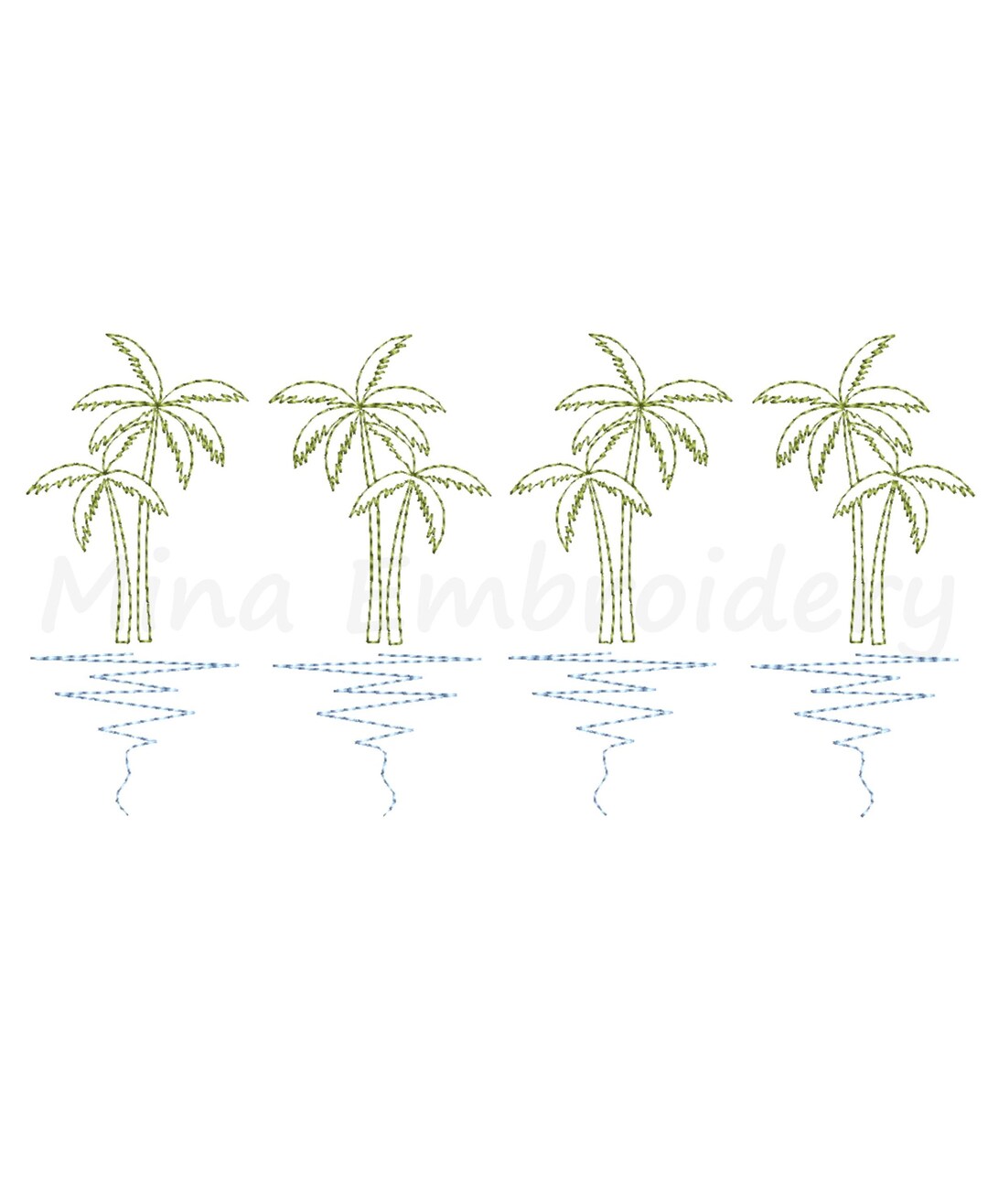 Palm Trees Embroidery Design: Summer Beach Line Art (instant Download ...