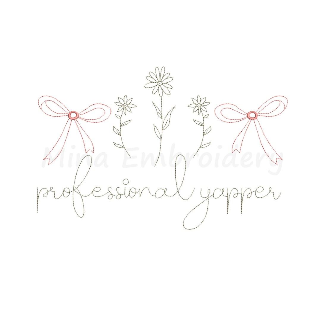 Coquette Professional Yapper Embroidery Design, Floral Embroidery Line ...