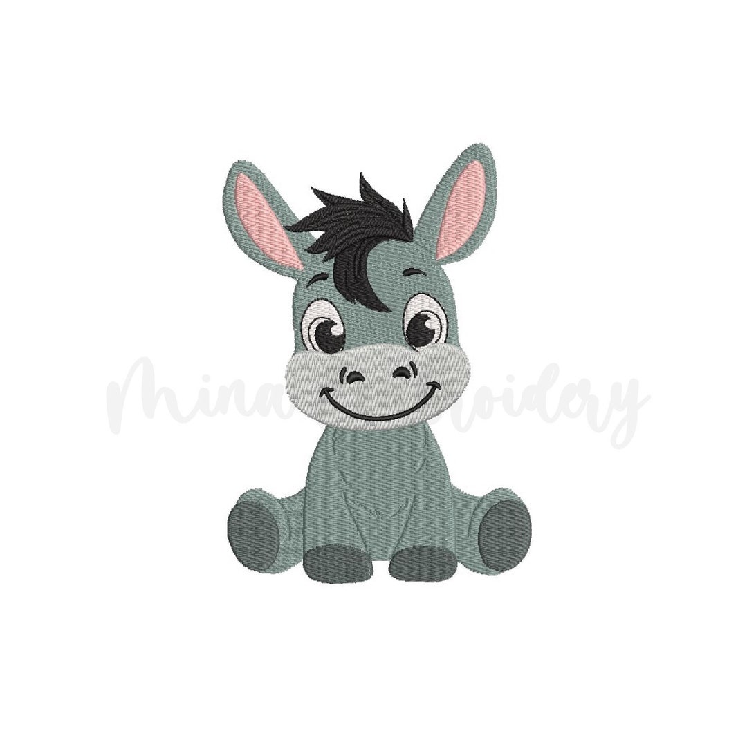 Baby Donkey Embroidery Design, Animal Embroidery Design, Machine ...