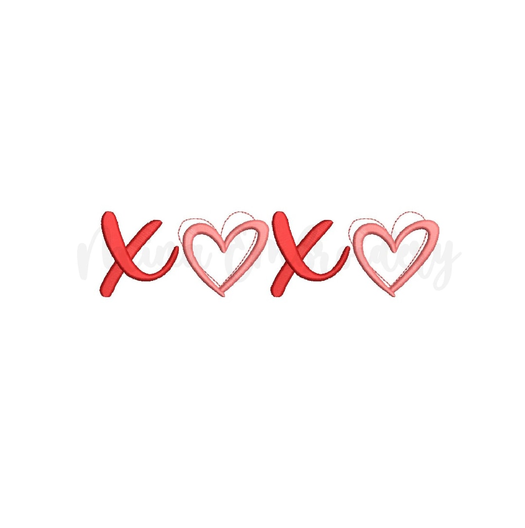 XOXO Embroidery Design, Love Heart Embroidery Design, Machine ...