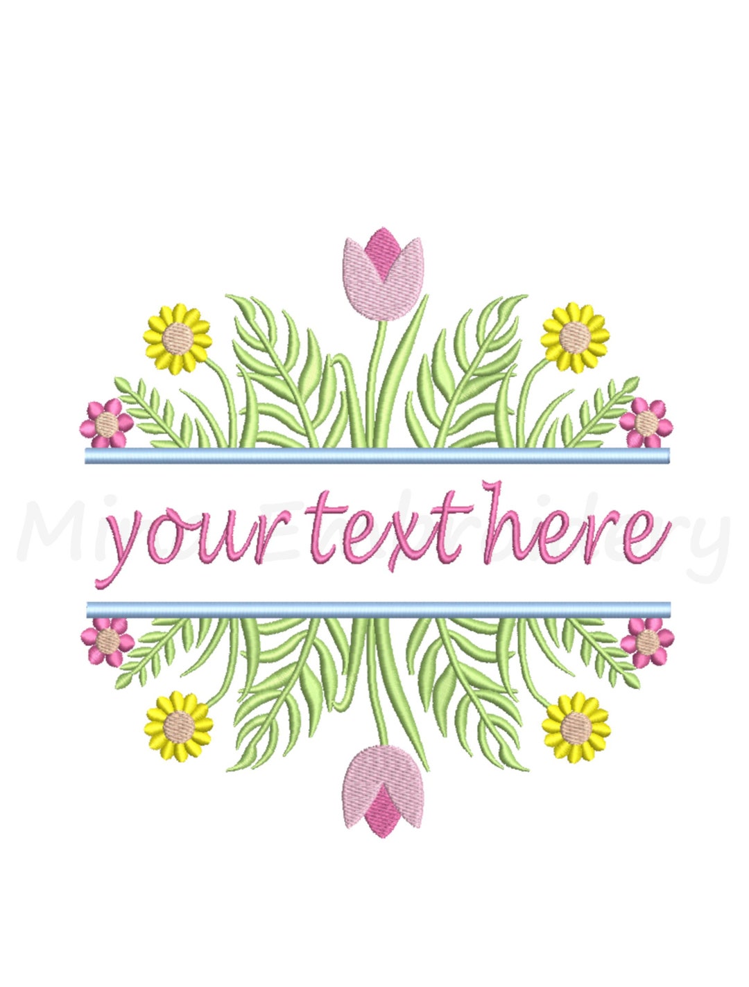 Split Flower Embroidery Design, Plant Embroidery Design, Machine ...