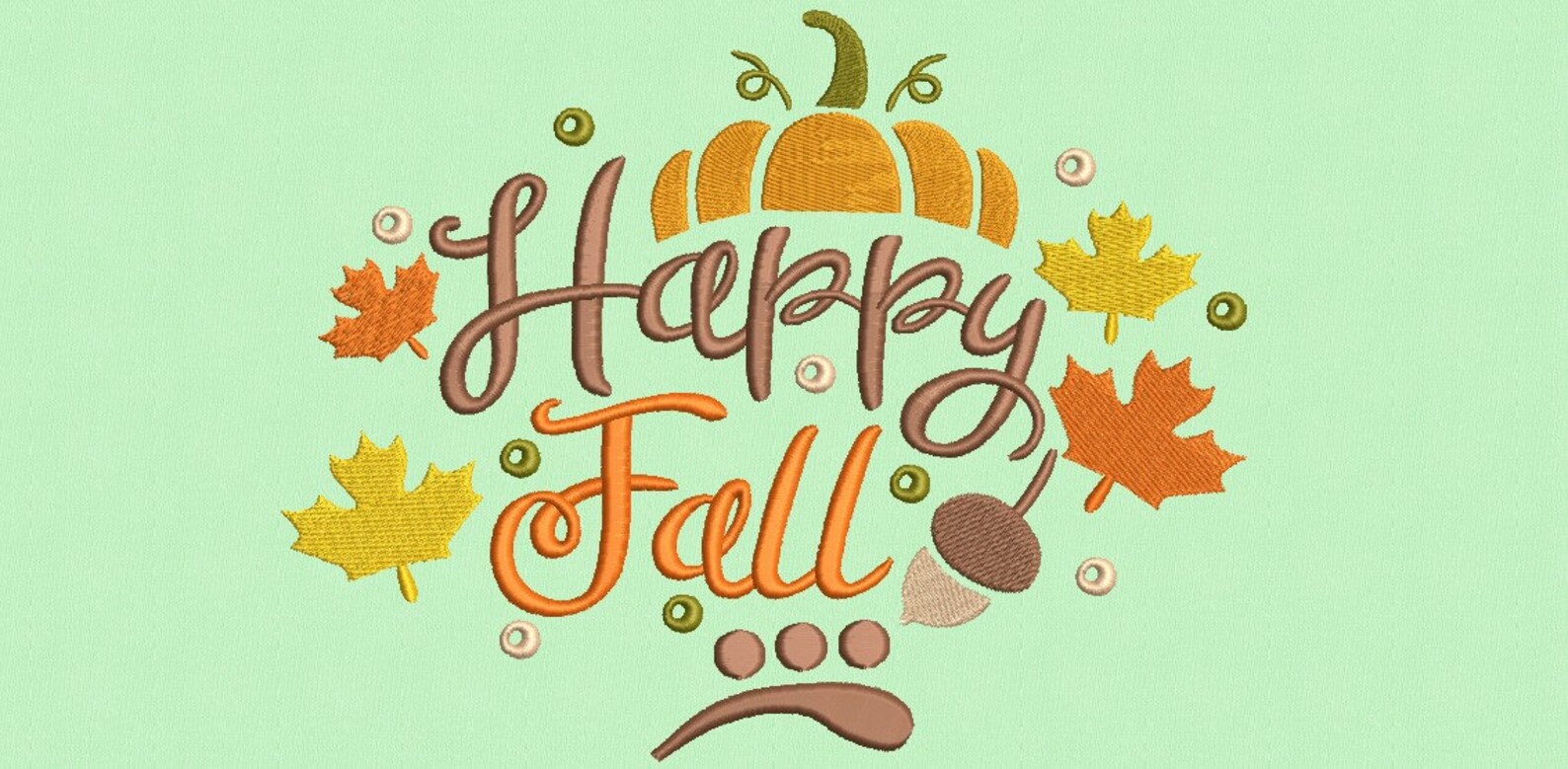 Happy Fall Embroidery Design: Autumn Leaves (instant Download) - Etsy