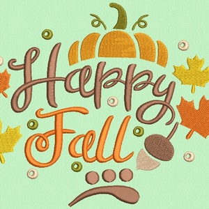 Happy Fall Embroidery Design: Autumn Leaves (instant Download) - Etsy