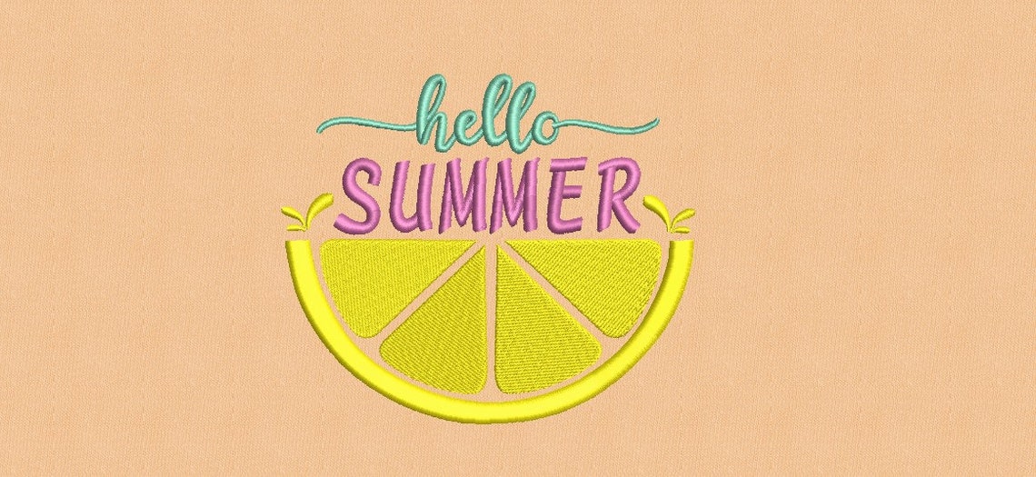 Hello Summer Lemon Embroidery Design: 5 Sizes (instant Download) - Etsy