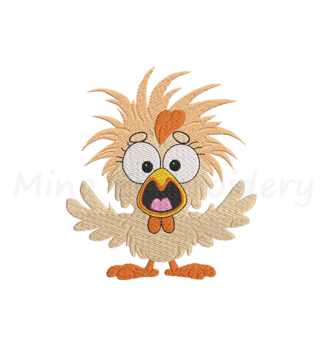 Funny Crazy Chicken Embroidery Design, Animal Embroidery Design ...