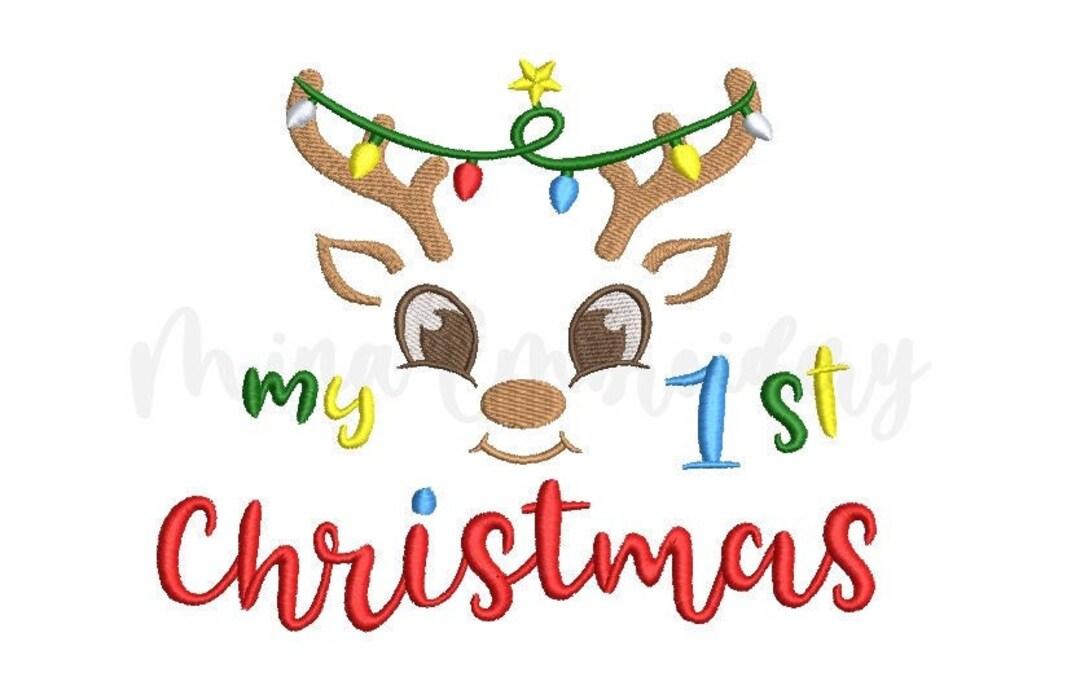 My 1st Reindeer Christmas Embroidery Design, My First Christmas ...