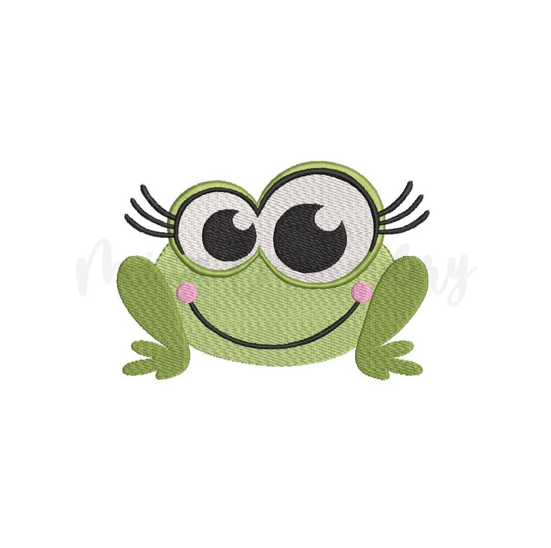 Cute Baby Girl Frog Embroidery Design, Animal Embroidery Design, 4 ...