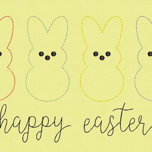 Peeps Embroidery Design, Happy Easter Line Art Embroidery Design ...