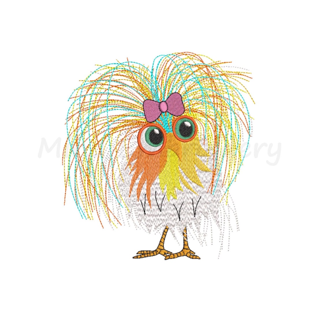 Funny Chicken Embroidery Design: Crazy Animal Pattern (instant Download ...
