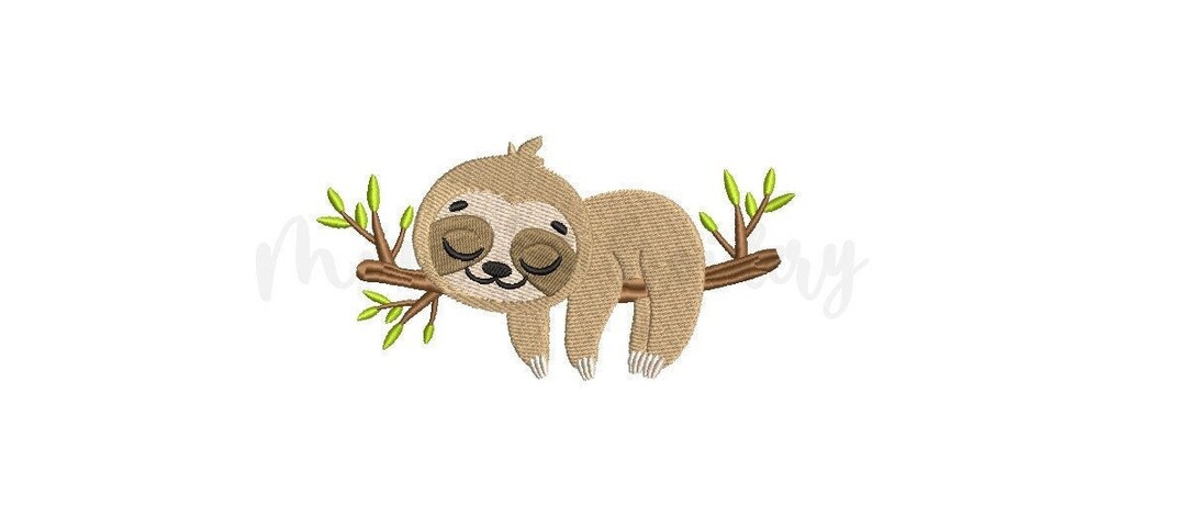Baby Sloth Embroidery Design Sloth Sleeping Tree Branch - Etsy
