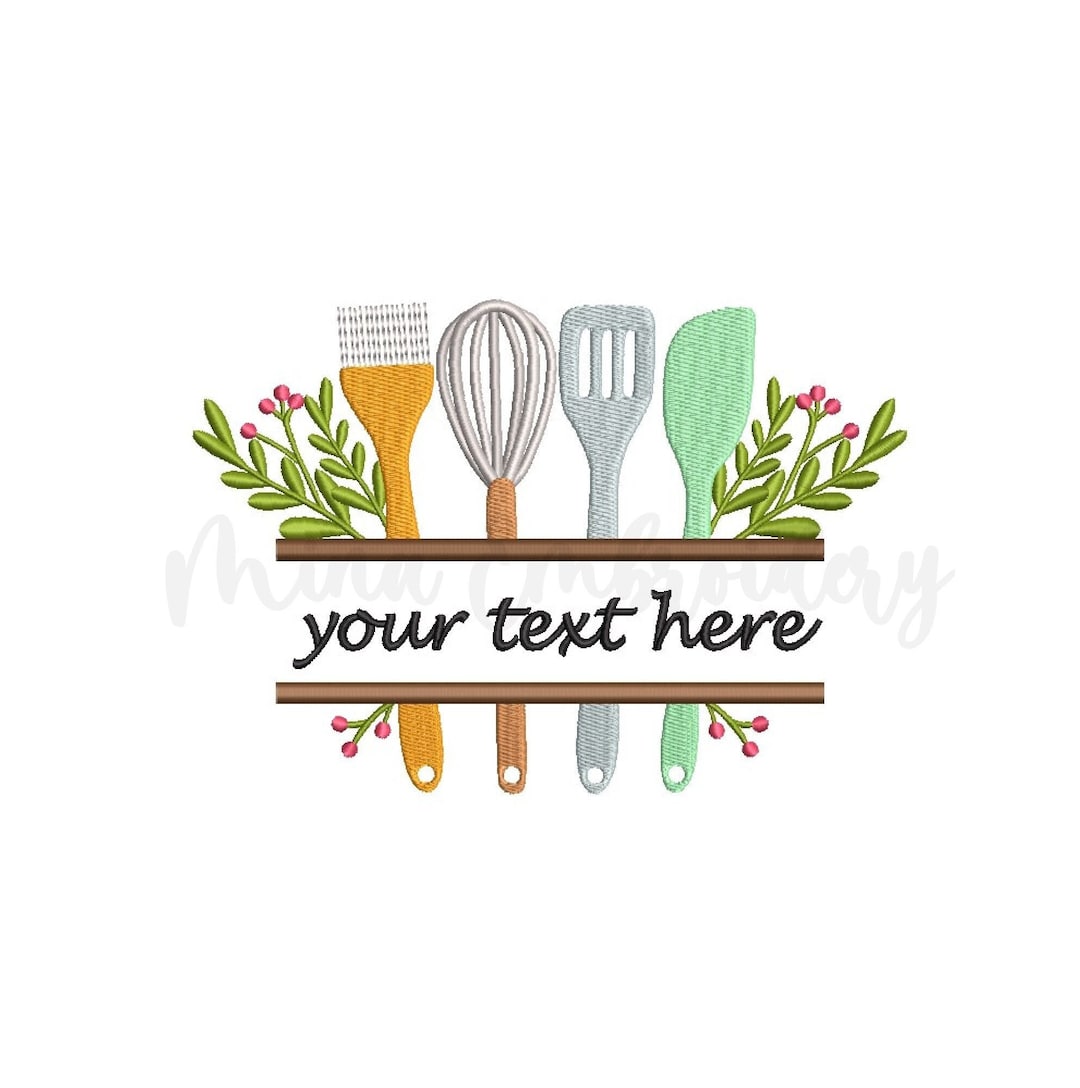 Kitchen Utensils Split Embroidery Design, Baking Tools Embroidery ...