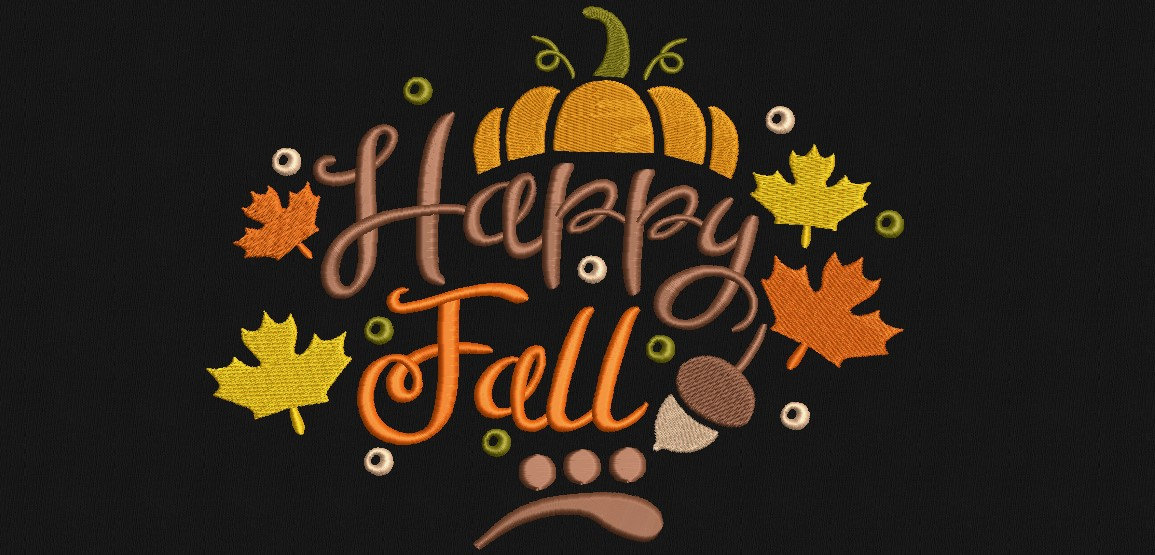 Happy Fall Embroidery Design: Autumn Leaves (instant Download) - Etsy